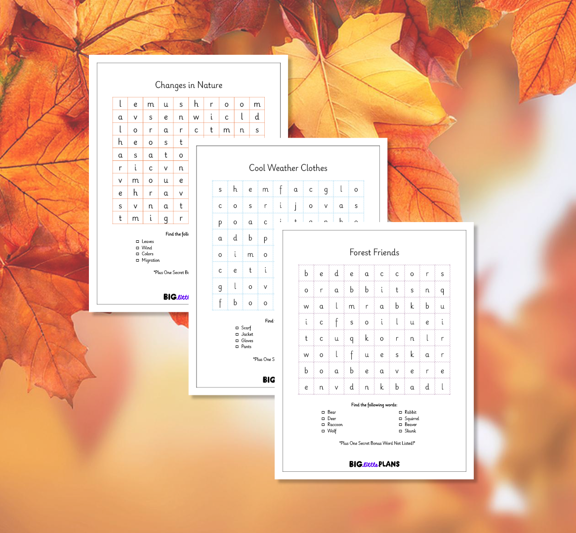 10 Autumn Word Searches